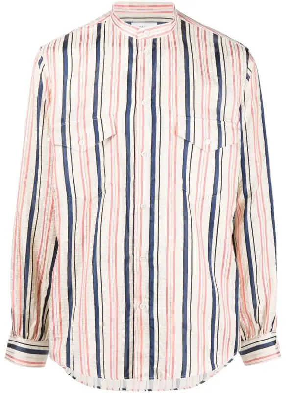 Bally Long-sleeve Striped Silk Shirt - Neutrals