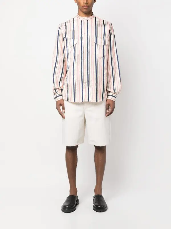 Bally Long-sleeve Striped Silk Shirt - Neutrals