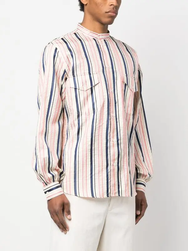 Bally Long-sleeve Striped Silk Shirt - Neutrals