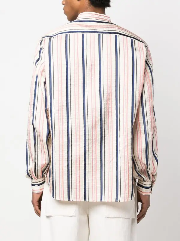 Bally Long-sleeve Striped Silk Shirt - Neutrals