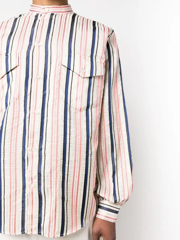 Bally Long-sleeve Striped Silk Shirt - Neutrals