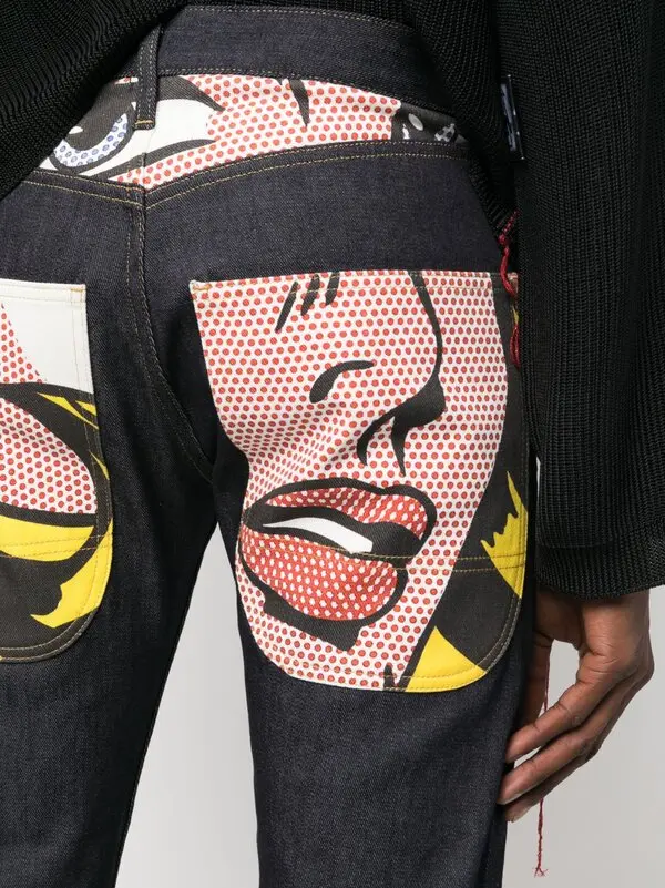 Junya Watanabe Graphic-print Cropped Jeans