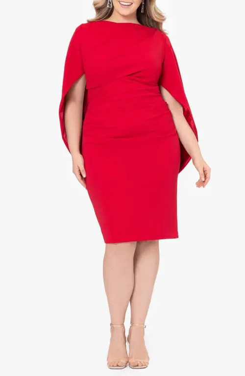 Betsy & Adam Drape Back Cocktail Dress - Red