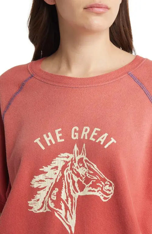 The Great. Bronco Short Sleeve Cotton Graphic Sweatshirt