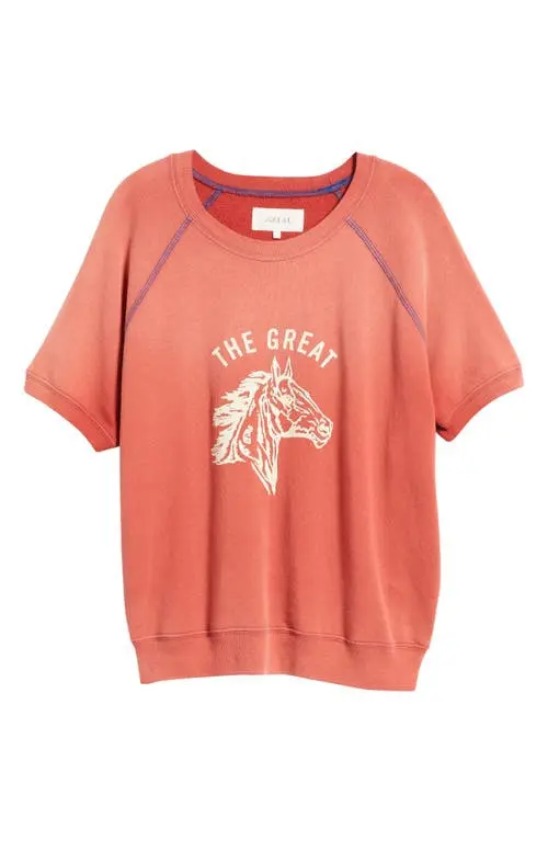 The Great. Bronco Short Sleeve Cotton Graphic Sweatshirt