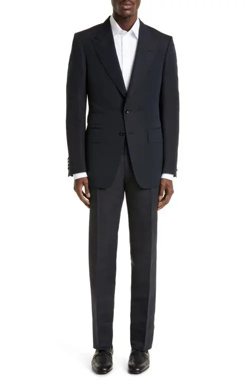 TOM FORD Shelton Cotton & Silk Poplin Tuxedo Pants - Black
