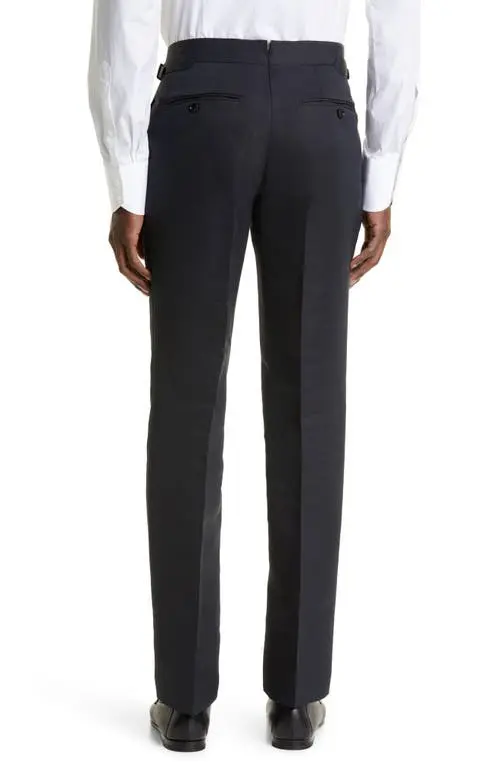 TOM FORD Shelton Cotton & Silk Poplin Tuxedo Pants - Black