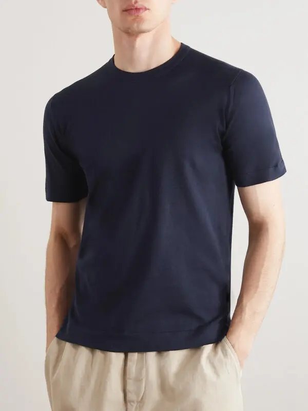 John Smedley Lorca Slim-fit Sea Island Cotton T-shirt - Blue