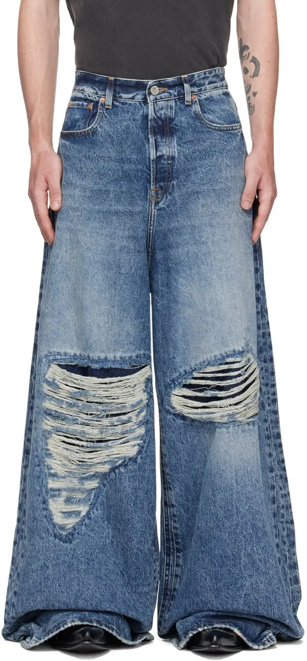 パンツ vetements 23ss wide distressed denim Vetements Distressed wide-leg jeans Vetements