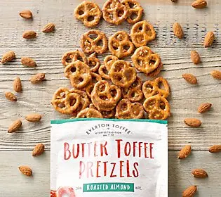 EVERTON TOFFEE 4 Oz. Bags Of Hand Rolled Toffee Pretzels - One-color