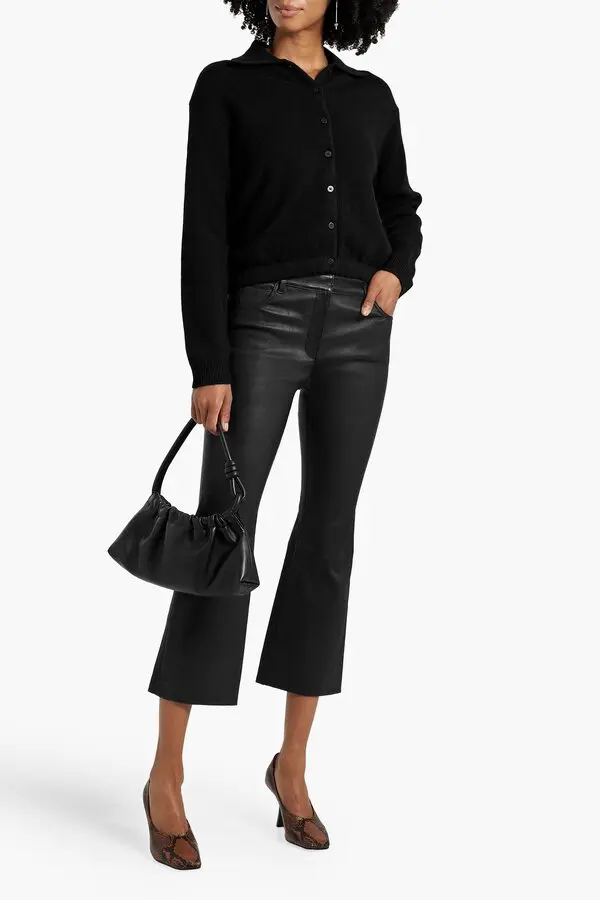 Theory Leather Kick-flare Trousers