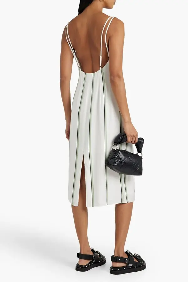 Equipment Aita Striped Satin Dress In White - 90% Off | Editorialist