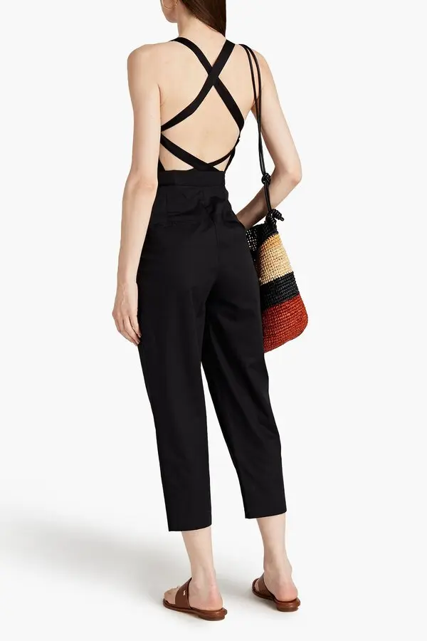 Ba&sh Chad Cropped Cotton-poplin Jumpsuit