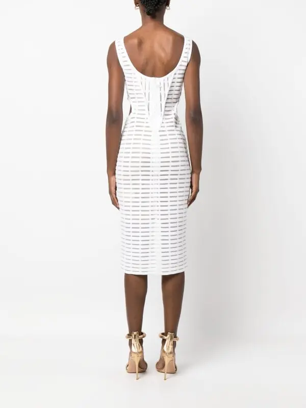 GENNY Cut-out Corded Midi Dress - White