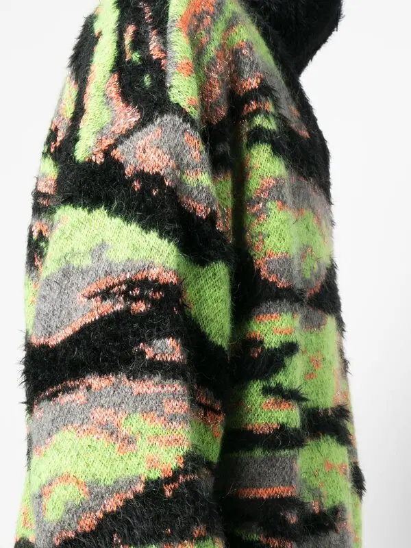 ERL Tiger-print Knit Jumper - Green
