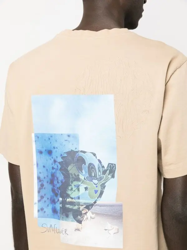 SUNFLOWER Graphic-print Organic-cotton T-shirt - Neutrals