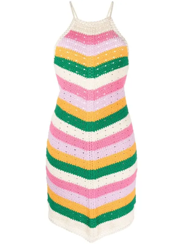 Maje Crochet Halterneck Mini Dress In Pink - 40% Off | Editorialist