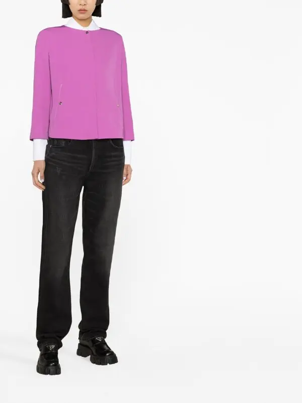 Herno Collarless Cropped-sleeve Jacket