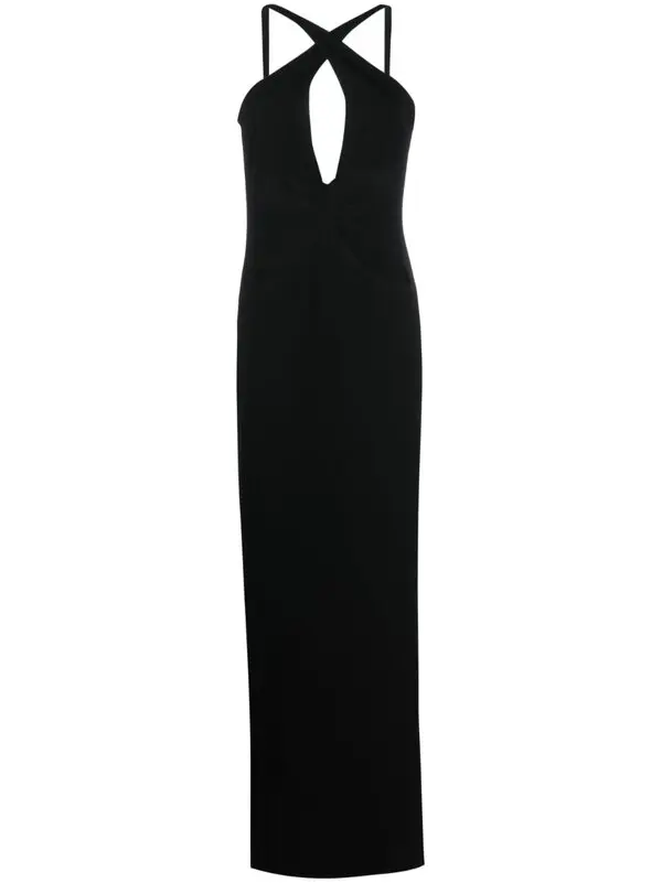 white christmas dresses Print Cut Out Halter Dress main image 1
