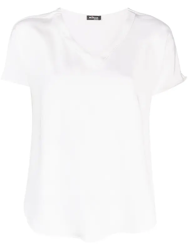 Kiton Short-sleeve Silk Blouse - White