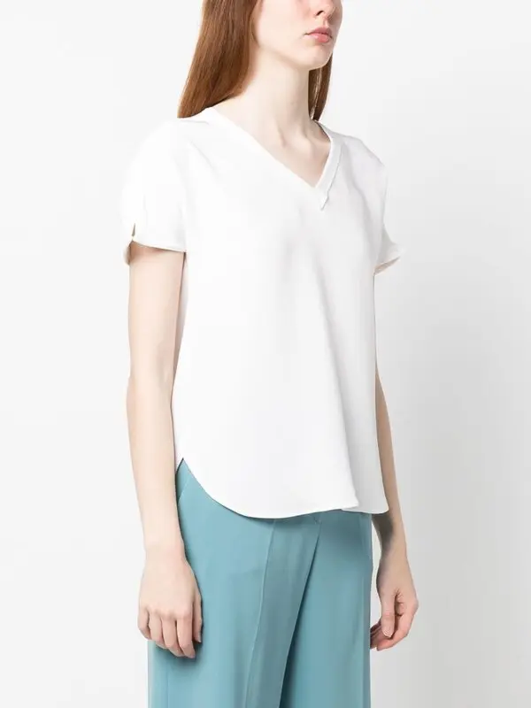 Kiton Short-sleeve Silk Blouse