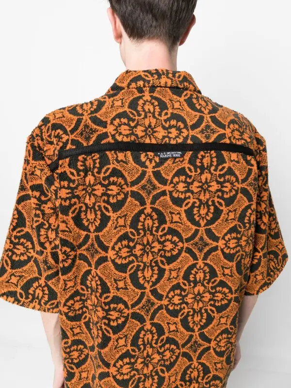 MARINE SERRE Oriental Towel-print.short-sleeve Shirt