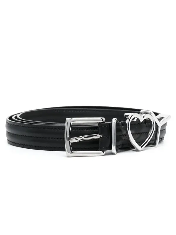 Y/project Heart Buckle Leather Belt - Black