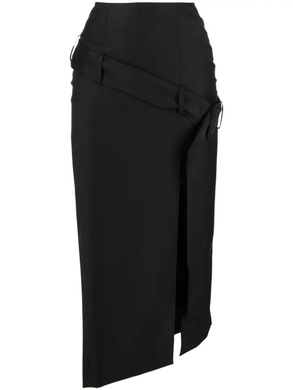 Matériel Asymmetric Belted Midi Skirt