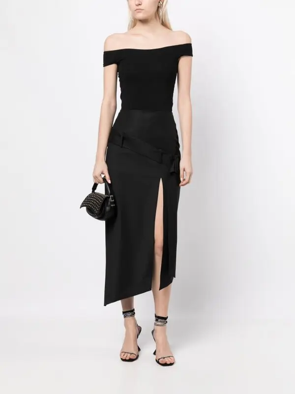 Matériel Asymmetric Belted Midi Skirt