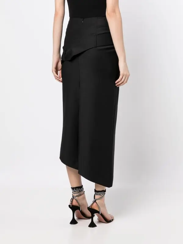 Matériel Asymmetric Belted Midi Skirt