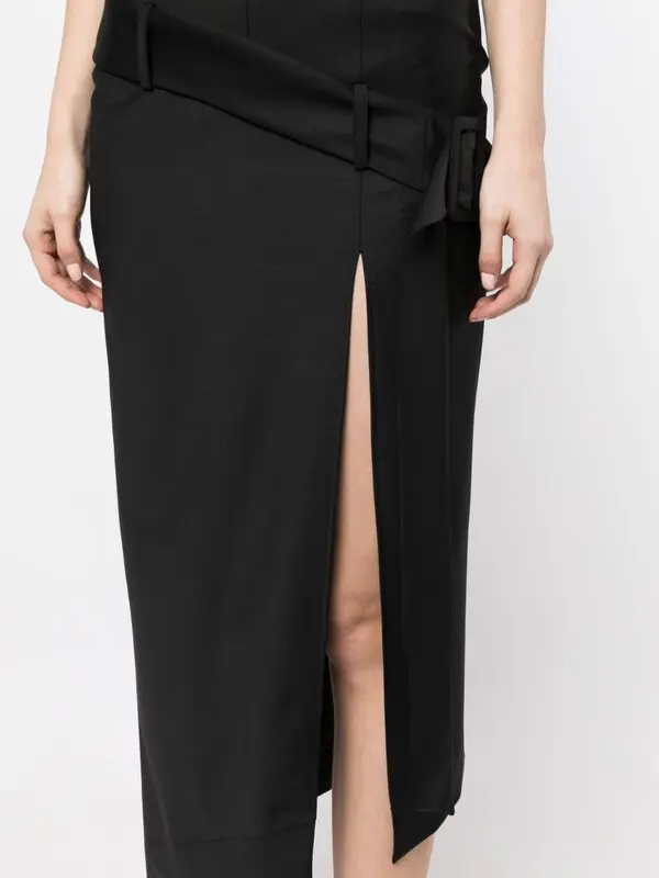 Matériel Asymmetric Belted Midi Skirt