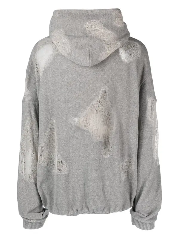 Doublet Ripped-Detail Hoodie In Grey - 55% Off | Editorialist