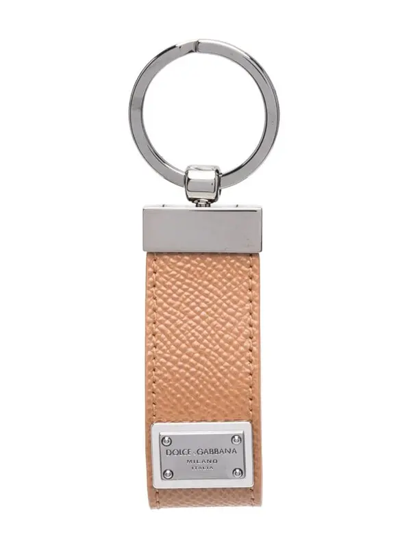 Dolce & Gabbana Logo-plaque Leather Keyring - Brown