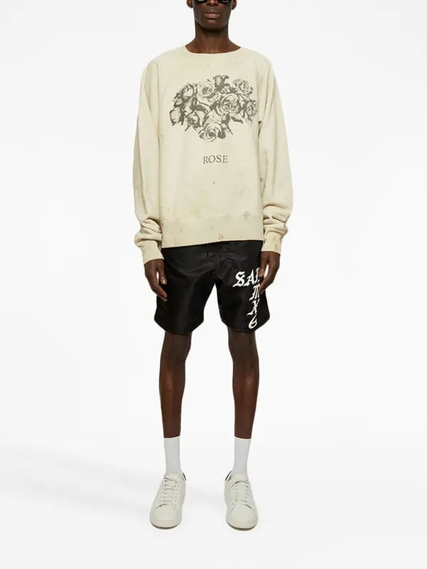 SAINT MXXXXXX Rose Print Crewneck Sweatshirt
