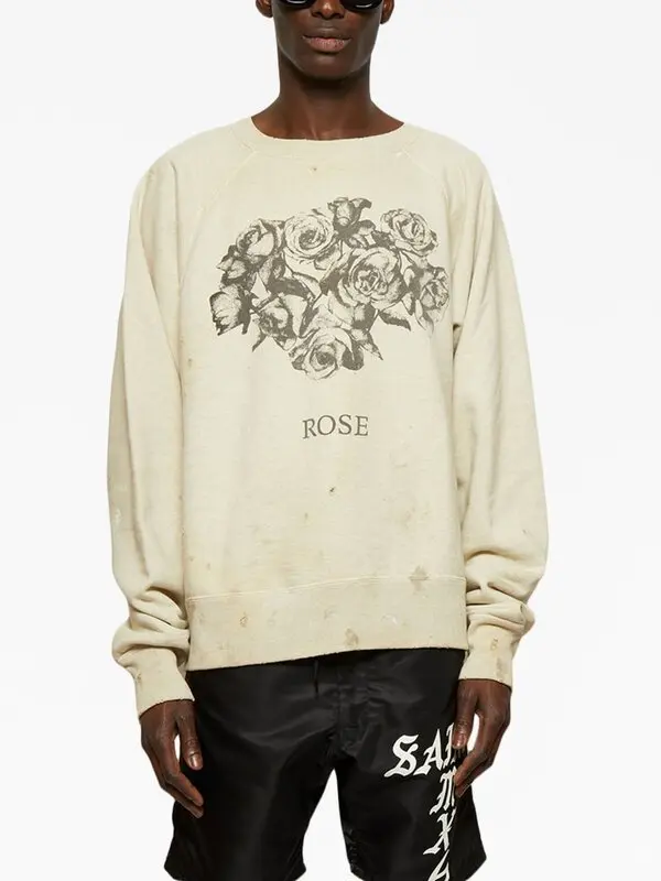 SAINT MXXXXXX Rose Print Crewneck Sweatshirt