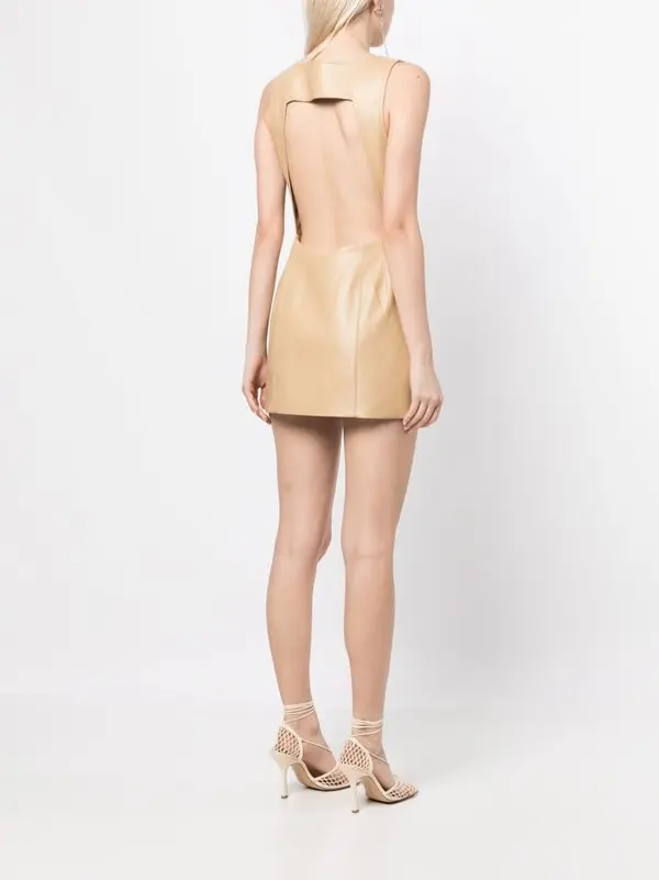 Matériel Backless Faux-leather Mini Dress