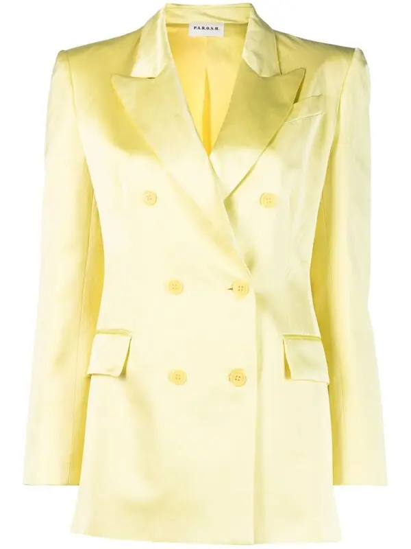 P.a.r.o.s.h Satin-finish Double-breasted Blazer - Yellow