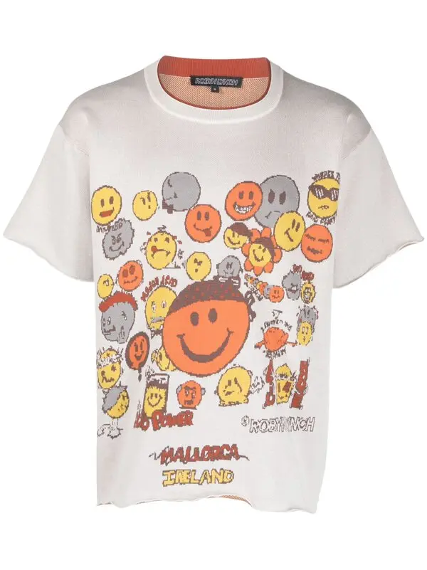 ROBYN LYNCH Smiley-print Cotton T-shirt