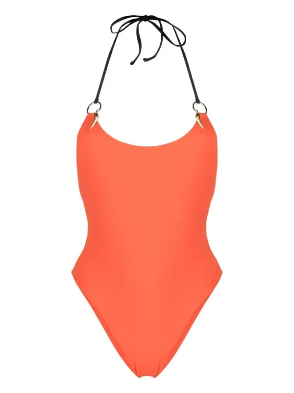 Roberto Cavalli Halterneck Tie-fastening Swimsuit - Orange