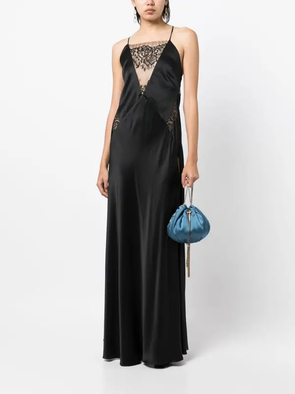 Michelle Mason Lace-inset Gown - Black