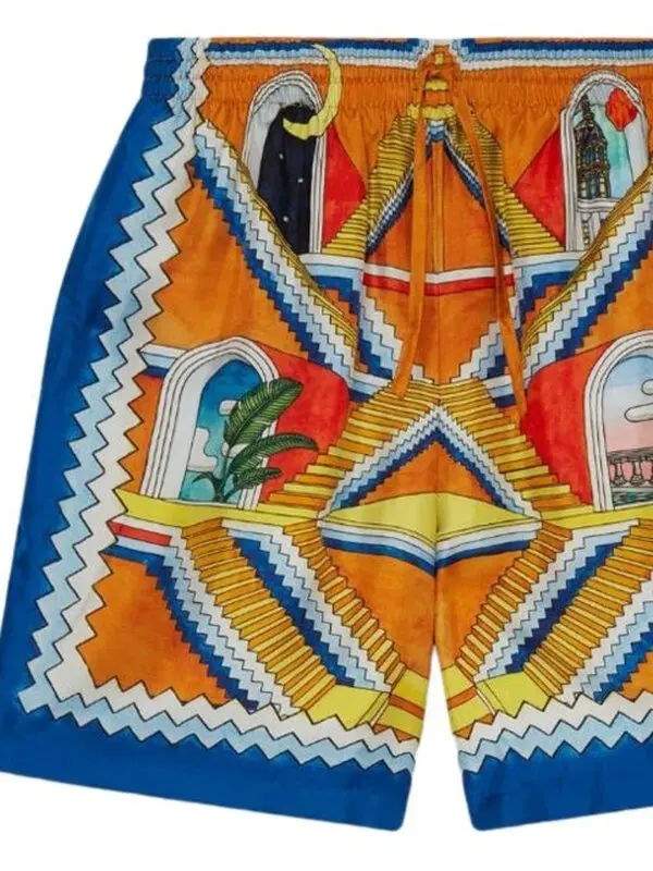 Casablanca Escalier Infini Silk Shorts - Blue