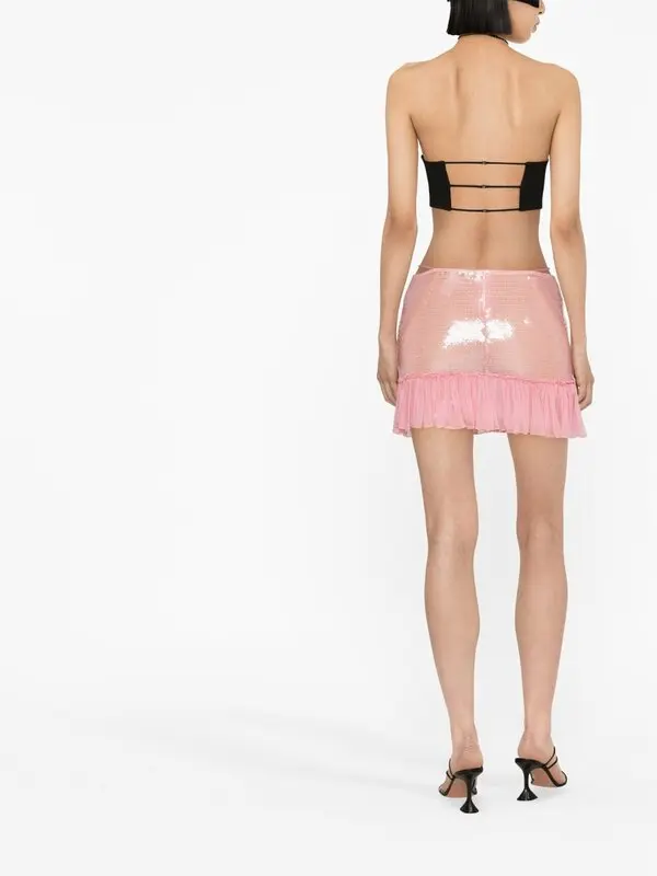 NENSI DOJAKA Floral Appliqué Halterneck Cropped Top