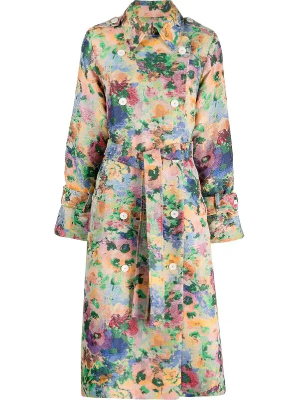 BENJAMIN BENMOYAL Floral-jacquard Midi Coat