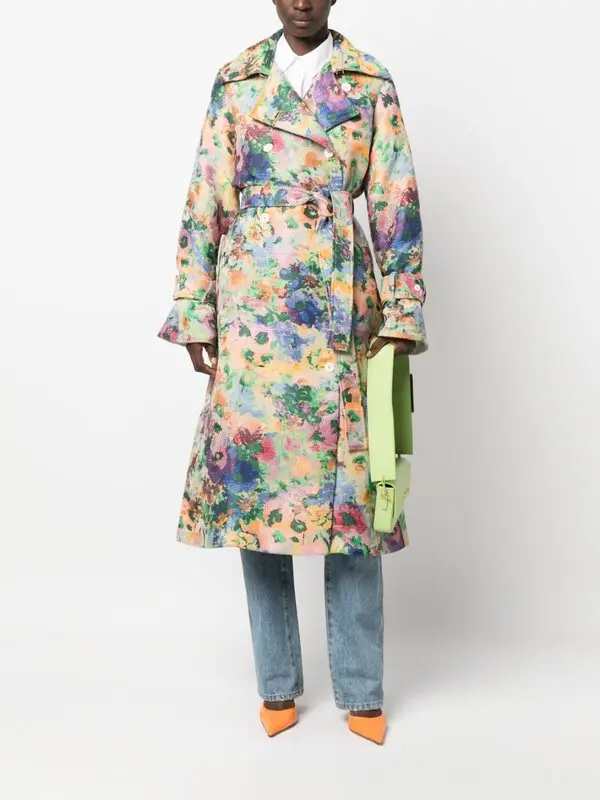 BENJAMIN BENMOYAL Floral-jacquard Midi Coat
