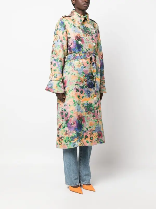 BENJAMIN BENMOYAL Floral-jacquard Midi Coat