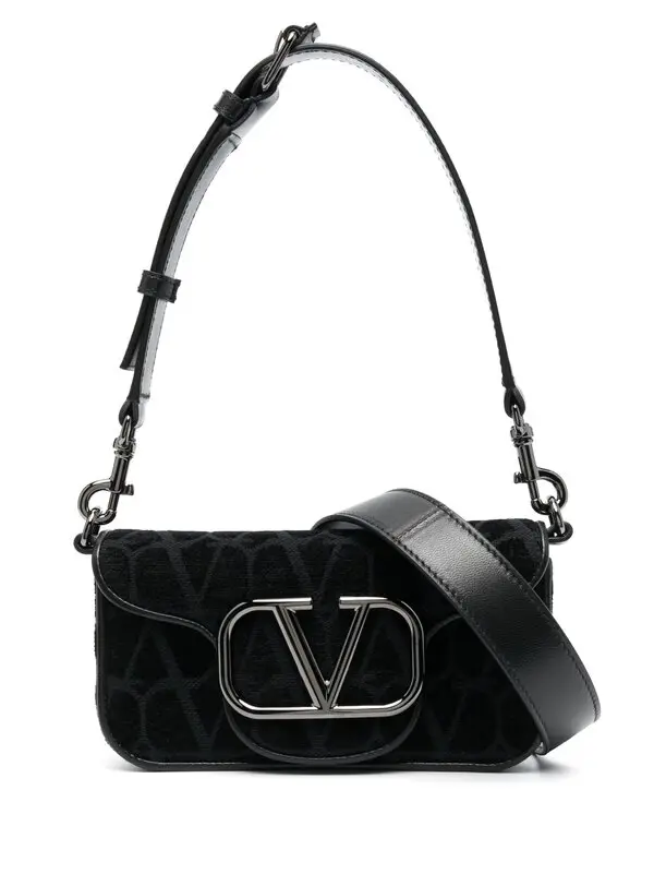 Valentino Garavani Vlogo Signature Canvas Shoulder Bag - Black