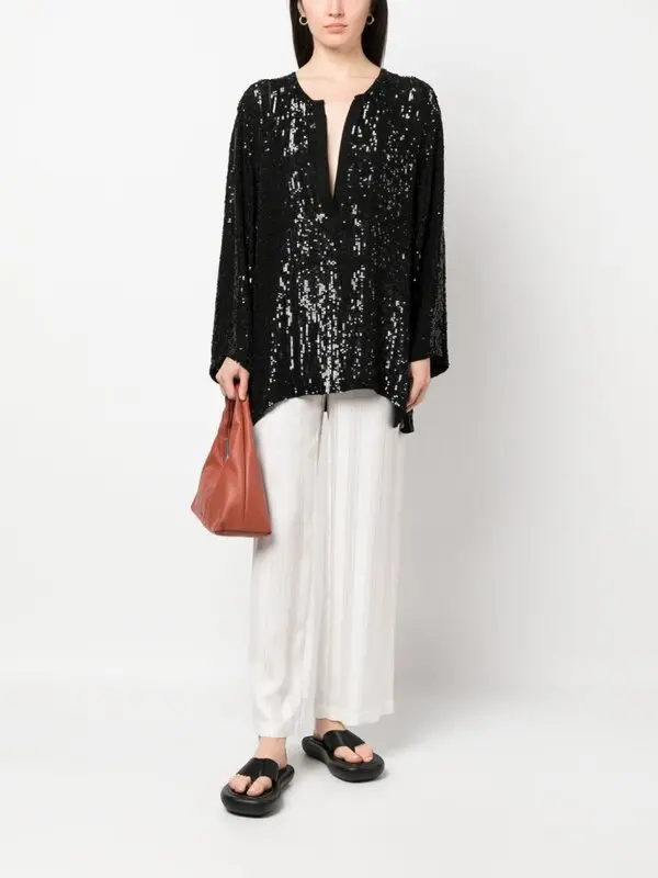 P.a.r.o.s.h Sequin Long-sleeve Blouse