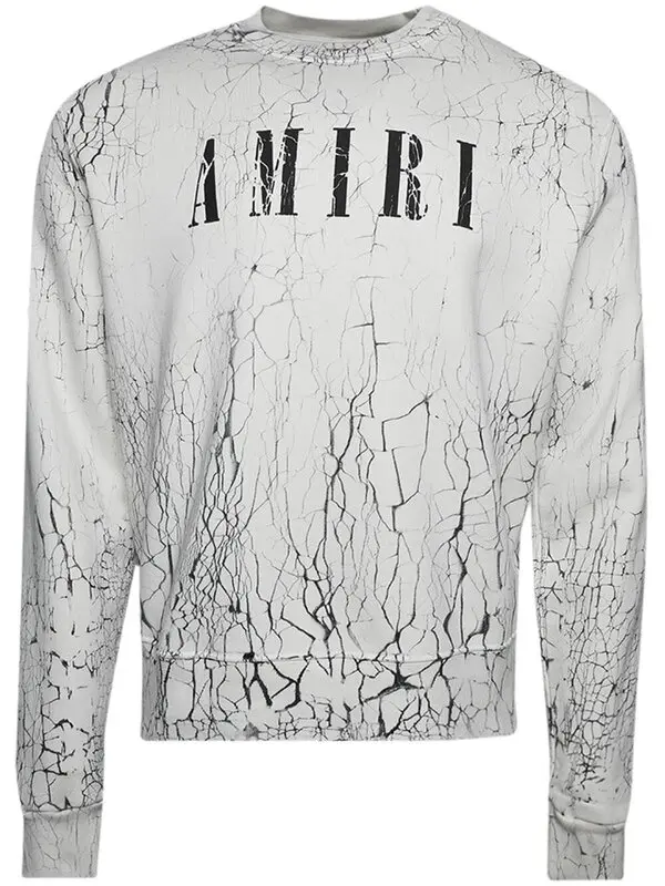 Amiri Cracked Logo Print Cotton Sweatshirt