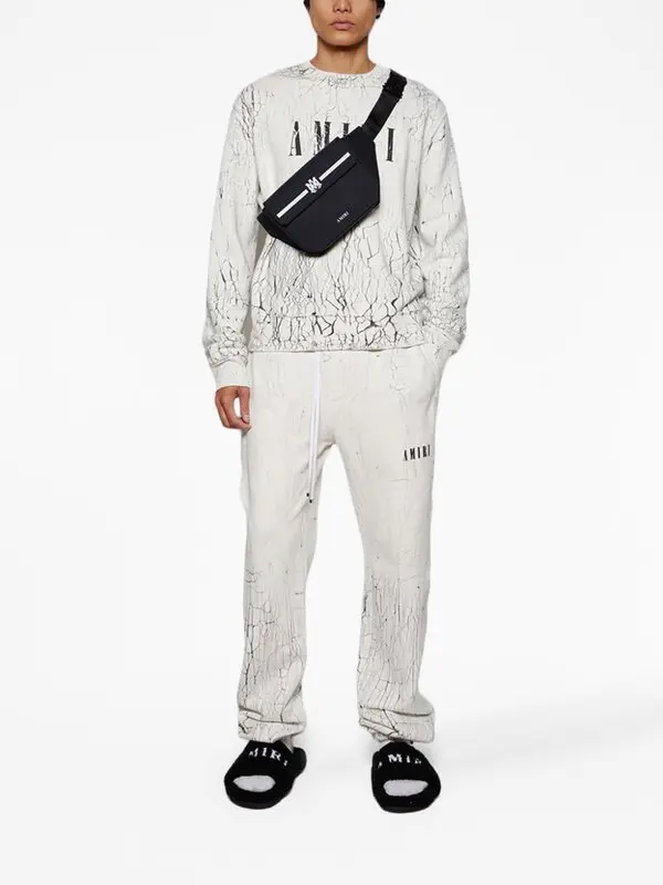 Amiri Cracked Logo Print Cotton Sweatshirt