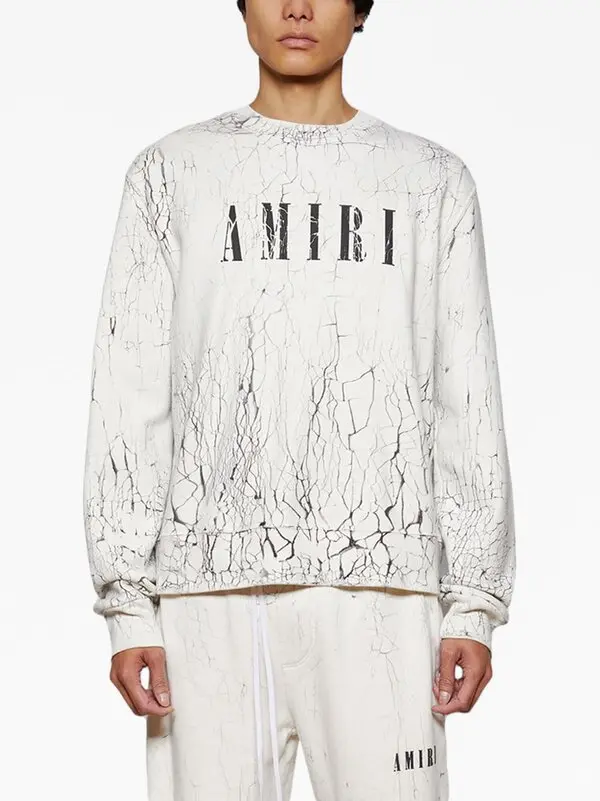 Amiri Cracked Logo Print Cotton Sweatshirt